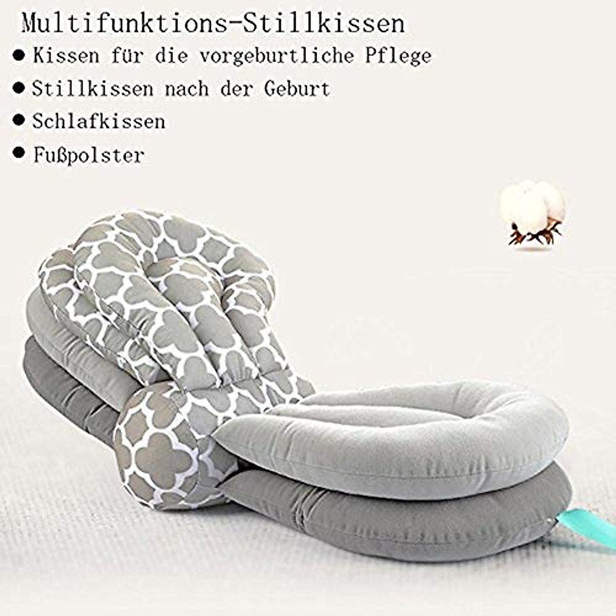 Multi-Function Breastfeeding Pillow Maternity Nursing Pillow- with Multiple Angle-Altering Layers Make Your Breastfeeding Easier, Gray