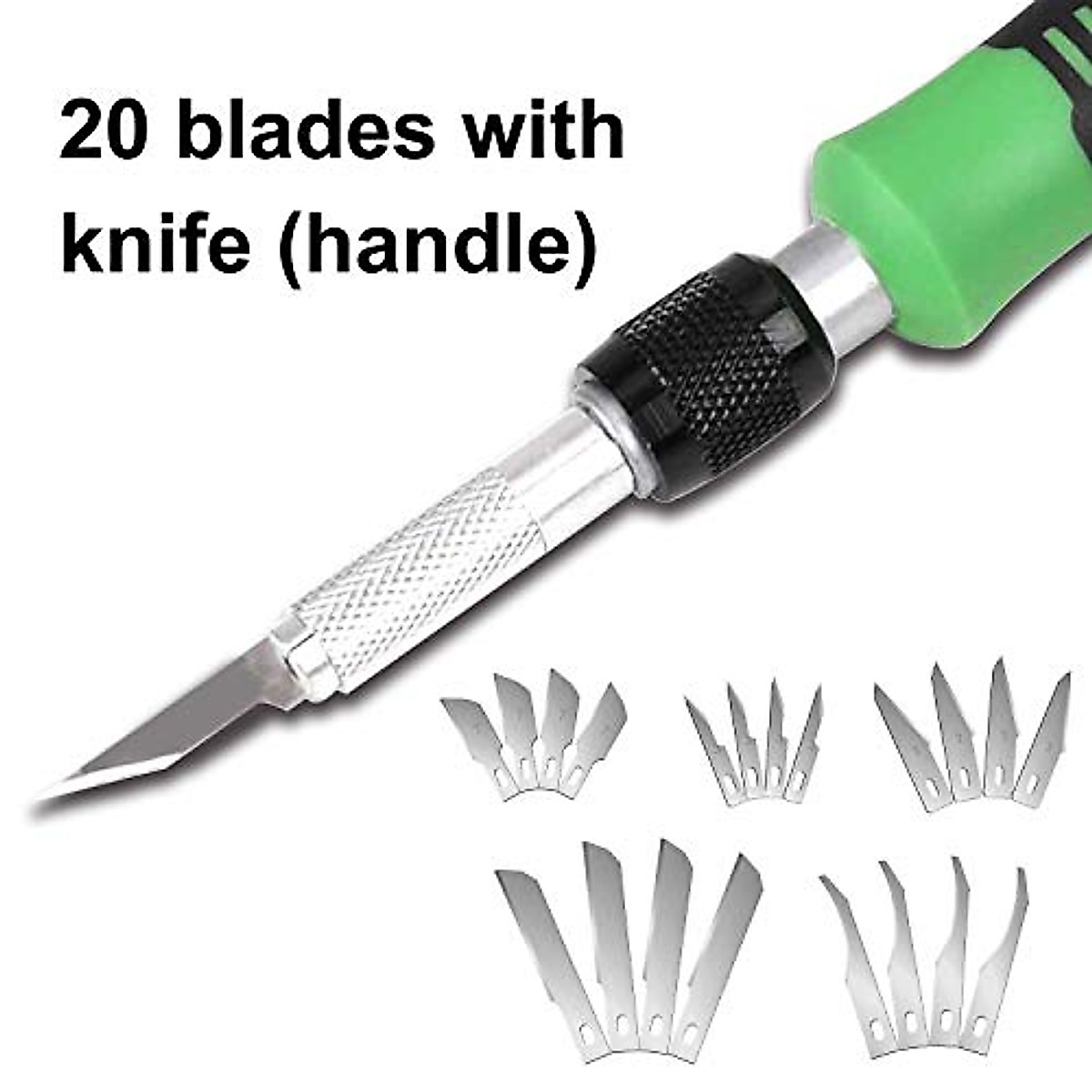 HURRICANE 36 Piece Exacto Knife set Craft Knife Set Precision Cut Knife Blades Deluxe Craft Set with flexible Anti Slip Ergonomic Handle with Extra Hex Bits for Precision Cutting Craft and Repair Work