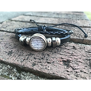 Serenity Prayer Leather Bracelet - Sobriety Gift for Men or Women - AA NA Gift Jewelry - Motivational Inspirational Addiction Recovery Gift - Sponsor or Sponsee Gift
