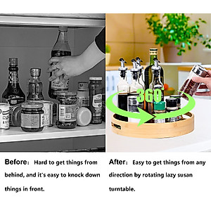 12 Inch Lazy Susan Organizer, Bamboo Lazy Susan Turntable for Cabinet, Durable and Noiseless Turntable Organizer