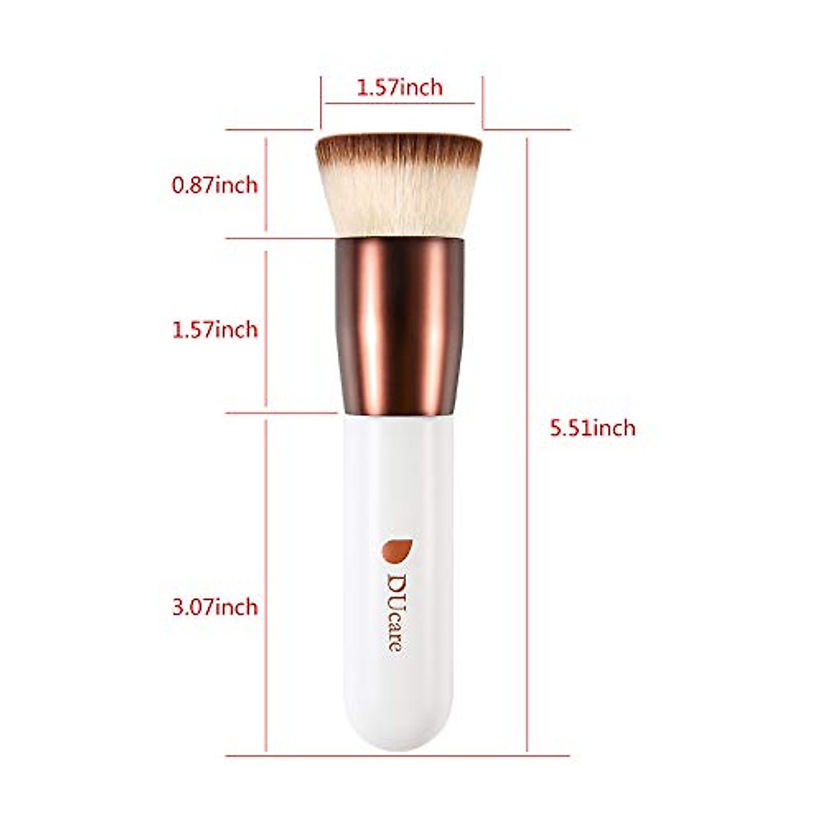 Foundation Brush,DUcare Flat Top Kabuki Brush Synthetic Professional Makeup Brush Liquid Blending Mineral Powder Buffing Stippling Makeup Tools, Rose Golden/White