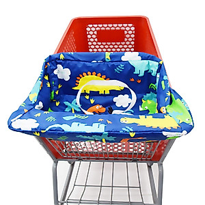 Portable Shopping Cart Cover | High Chair and Grocery Cart Covers for Babies, Kids, Infants & Toddlers ✮ Includes Free Carry Bag ✮ (Simple Dinosaur)