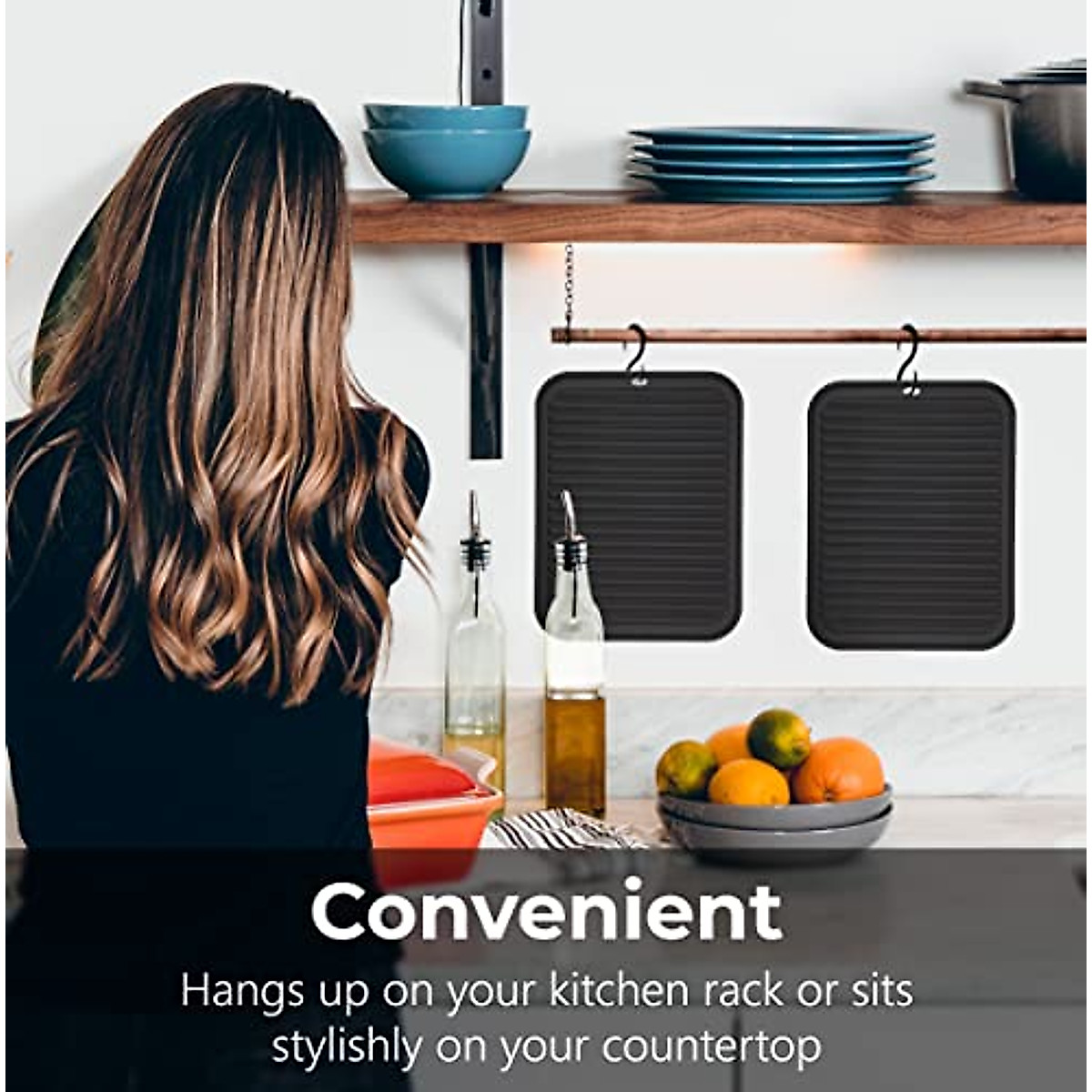 Silicone Trivets for Hot Pots and Pans (4 Pack) - Multipurpose Silicone Trivets for Hot Dishes and Hot Pot Holders (9 x 12 inch) - Silicone Heat Resistant Mats for Kitchen by Linda's Essentials