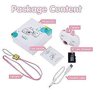 Gmlmes Kids Video Cameras Digital Rabbit Cameras for Girls Boys Toddlers 3-10 Years Old Birthday Gifts 1080P HD Shockproof Rechargeable Video Recorder Player with 2.4 Inch IPS Screen (Pink)
