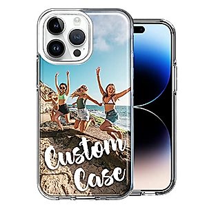Personalized Custom Double Layered Phone Case for Apple iPhone 14 PRO MAX 6.7 inch ONLY - Design Your Own Perfect Custom Picture Photo Case Clear