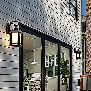 Wall Light, Wall Sconces, European Black Outdoor Waterproof Wall Lantern Die-cast Aluminum Matte Lamp Body Wall Sconce Soft Frosted Glass Lampshade Wall Light Fixtures Shop Coffee Shop Restaurant Ligh