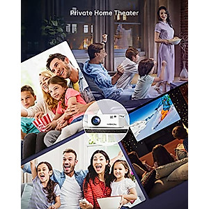 Mini Projector Native 1080P Outdoor Movie Projector, HISION 8000L Portable Home Theater 4K Support Video Projector Compatible with TV Stick, HDMI, VGA, USB, Laptop, DVD, iOS & Android Smartphone