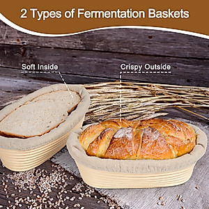Greenual Banneton Bread Proofing Basket 10" Oval Set of 2