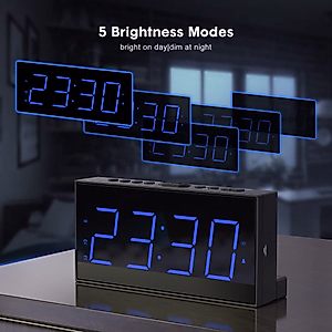 Digital Alarm Clock for Bedroom, Loud Digital Clock with Dual Alarms, 7.5" Dimmable Large Display, USB Charger,Battery Backup,12/24/DST, Electric Table Clock for Kid Heavy Sleeper Teen Boy Girl Senior