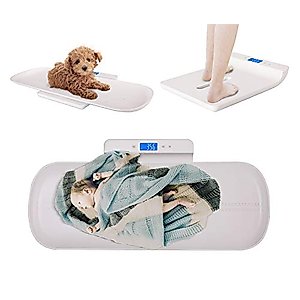 KAZETEC Baby Scale, Pet Scale, Multi-Function Digital Scale Measure Toddler/Adult/Puppy/Cat/Dog Weight(Max:220LBS) and Height(Max:70CM) Accurately, Precision at ± 10g, KG/LB/OZ, Blue Backlight