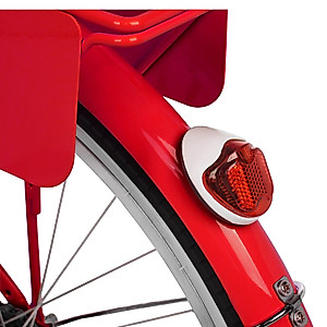 26-inch Single Speed Classic Bicycle Ladies' Retro Beach Cruiser Bicycle with Knitted Basket & Foam Rear Seat Dual Springs High Carbon Steel Shock-Absorbing Frame Adult Bicycle