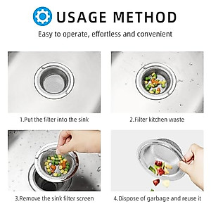 haodex 2PCS Stainless Steel Kitchen Sink Strainer,4.33" Diameter