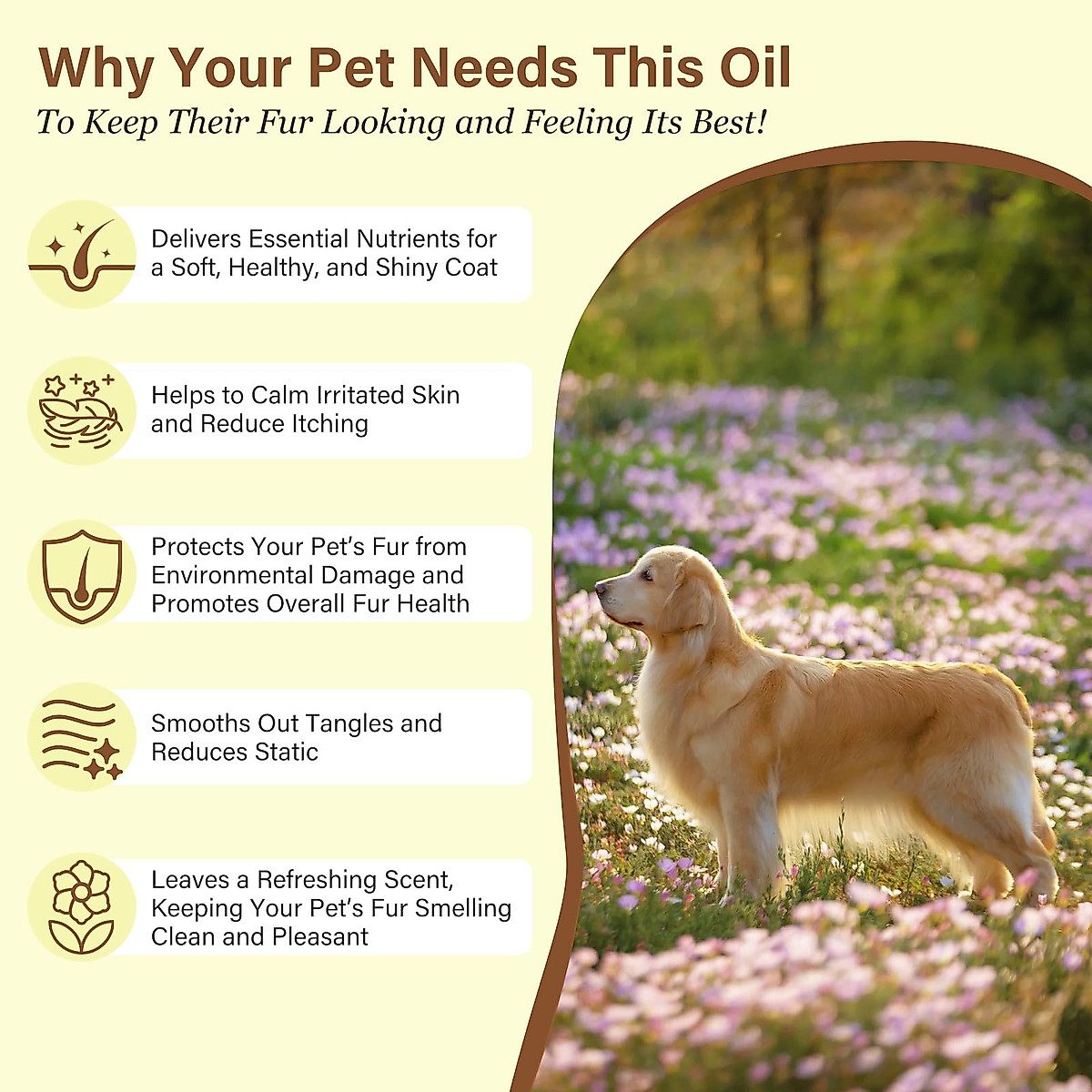 GJYC PET Pet Fur Care Oil - Detangles, Reduces Shedding - Adds Shine with Collagen & Natural Oils - Leave-in Conditioner for Dogs & Cats - 1.01 fl. oz