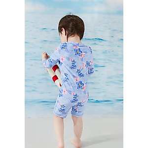 UMELOK Baby Girls Swimsuit One Piece Full Zip with Long Sleeve UPF 50+ Sun Protection Sunsuit Purple-Geranium,12M