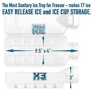 ICE MAKER BOTTLE For Freezer 2pcs, Plastic Bottle With Lid Makes Small Size Nugget Ice Chips For Soft Drinks, Cocktail Ice, Wine On Ice - The Most Sanitary Ice Cube Tray For Freezer/Makes 17 Ice Cubes