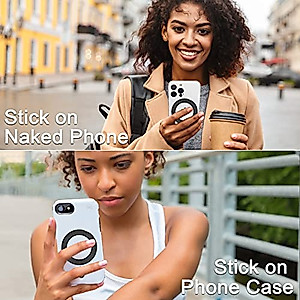 Magnetic Universal Rings with Sticker, 2 PCS Magsafe Sticker Magnet Conversion Rings for Magsafe Accessories & Wireless Charger Compatible with iPhone 14/13/12/11 Pro Max, Samsung Galaxy S22, (Black)