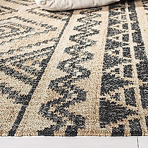 SAFAVIEH Kilim Collection 4' x 6' Natural / Charcoal KLM751A Handmade Moroccan Boho Jute & Cotton Area Rug