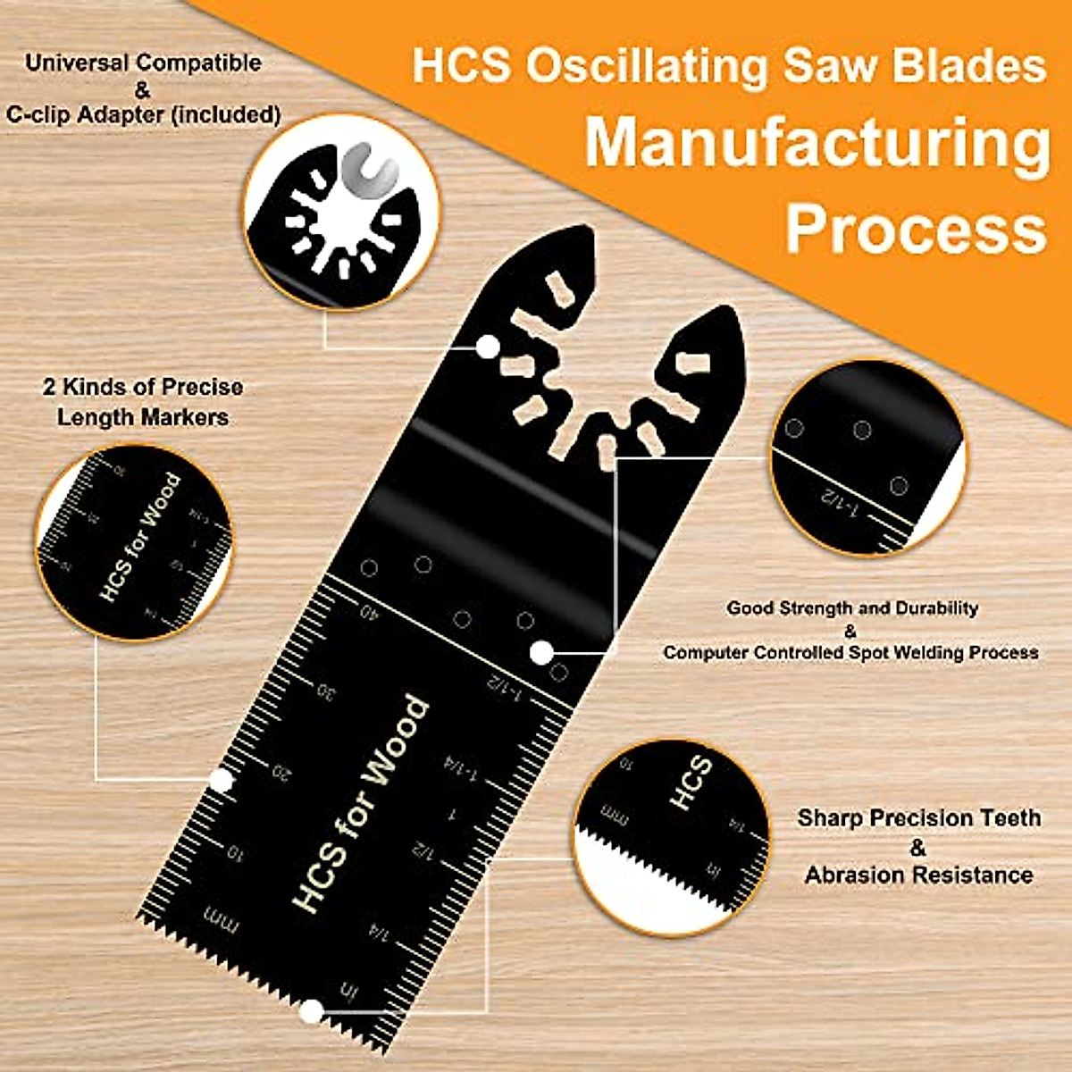 50 Pack Oscillating Saw Blades, Universal Quick Release Multi Tool Blades Kits, Sanding Set, Multitool Blades Fit for Black & Decker Porter Cable Dewalt Chicago Rockwell Makita Craftsman