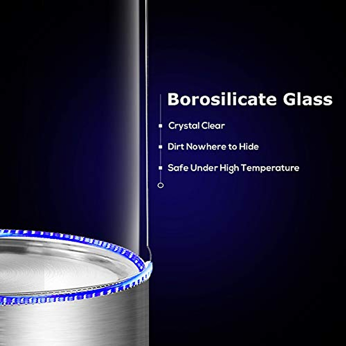 Topwit Electric Kettle Glass Electric Tea Kettle, 2L BPA-Free Hot Water kettle, Stainless Steel Inner Lid and Bottom Water Warmer, Fast Heating with Auto Shut-Off and Boil Dry Protection, White