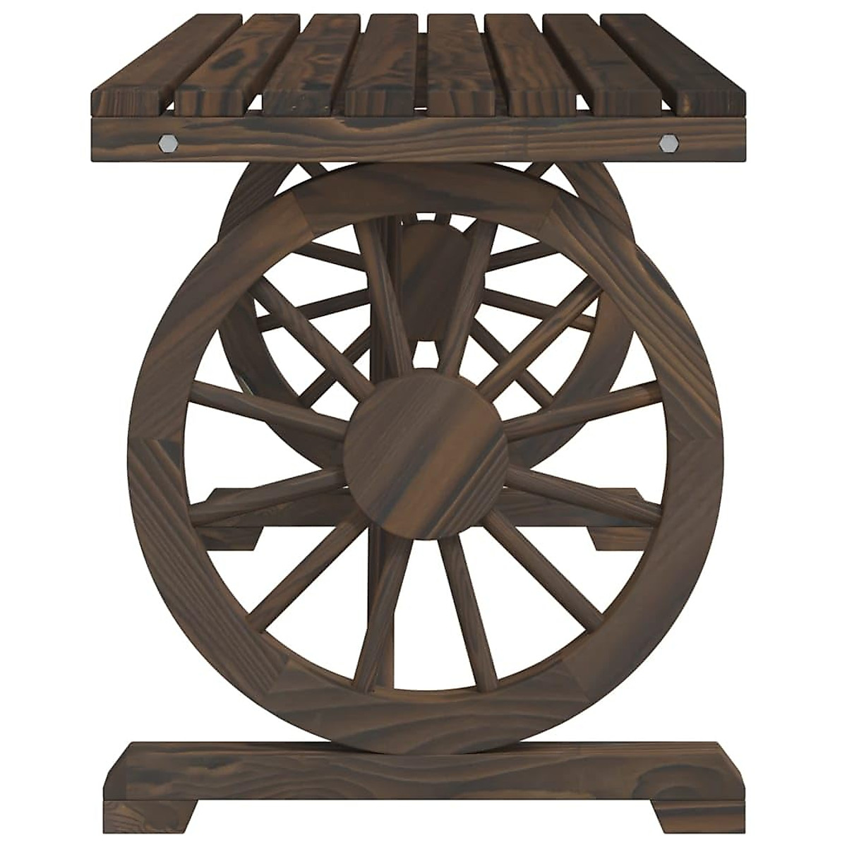 vidaXL Solid Fir Wood Patio Table 35.4""x19.7""x15.7"" - Brown Rectangular Outdoor Dining/Garden/Terrace Furniture with Wagon Wheel Design, 365114