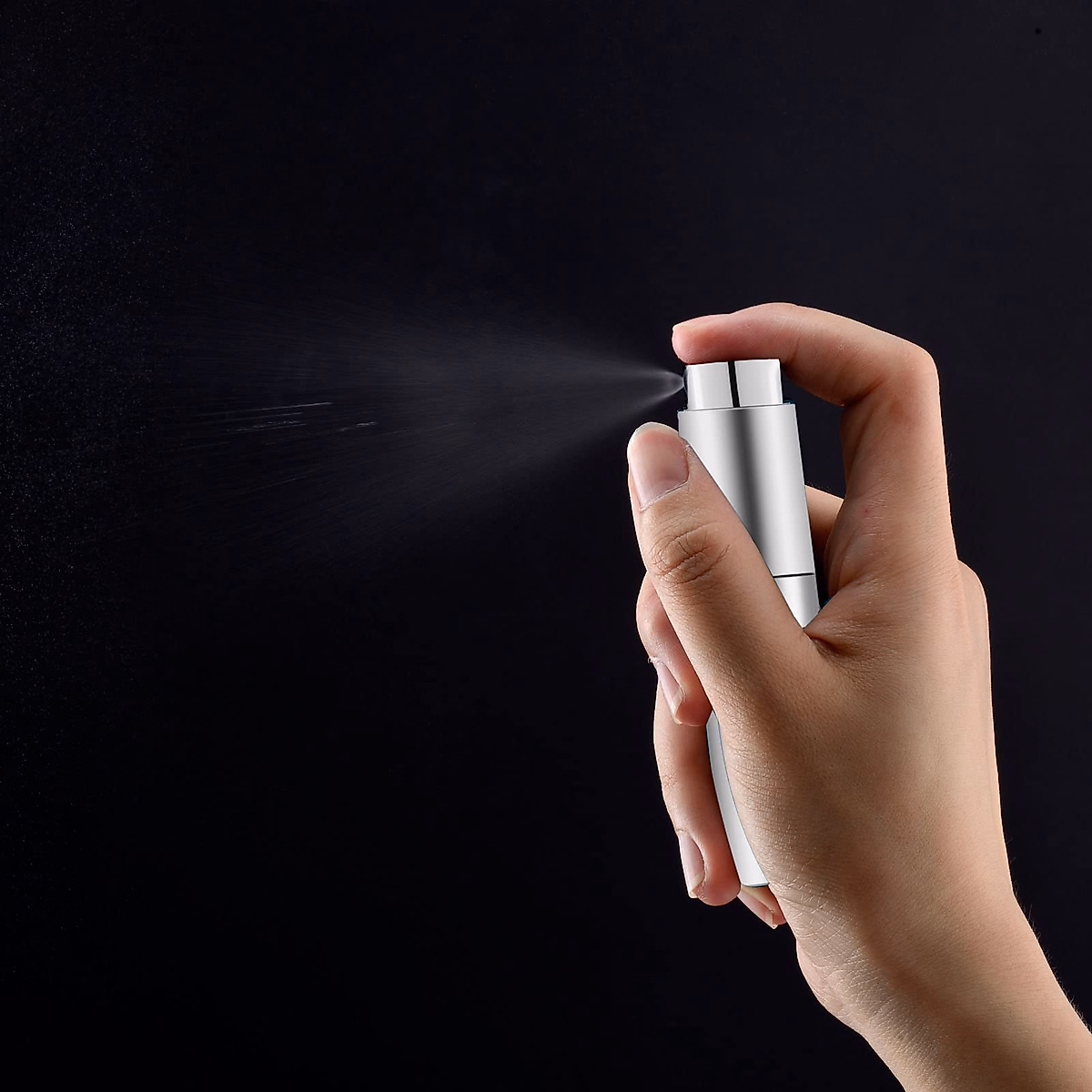 IRON BILL 2 PCS/8ml Portable Mini Perfume Atomizer bottles, Empty Refillable Spray Bottle with 3 Types of Refill Tools, Pocket Travel Perfume Sample Bottles(Matte Black&Silver)