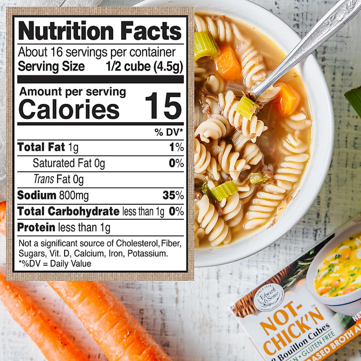 Edward & Son's Vegan Chicken Beef Vegetable Bouillon Cubes – Vegan Broth Cubes, Gluten Free, No Trans Fat, Use in Soups, Stews and Pilafs (8 Cubes of Each)