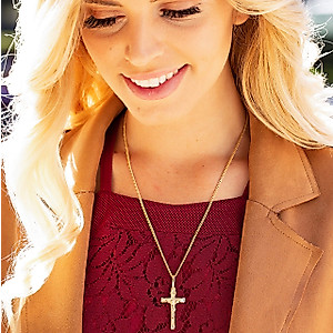 LIFETIME JEWELRY INRI Crucifix 24k Gold Plated Cross Necklace for Women and Men
