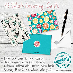 48 Blank Cards with Envelopes Bulk - Assorted Fruit All Occasion Greeting Cards - Includes Blank Note Cards, Envelopes, Stickers & Box - Perfect for Thank You Notecards, Birthday, Kids Stationary Set