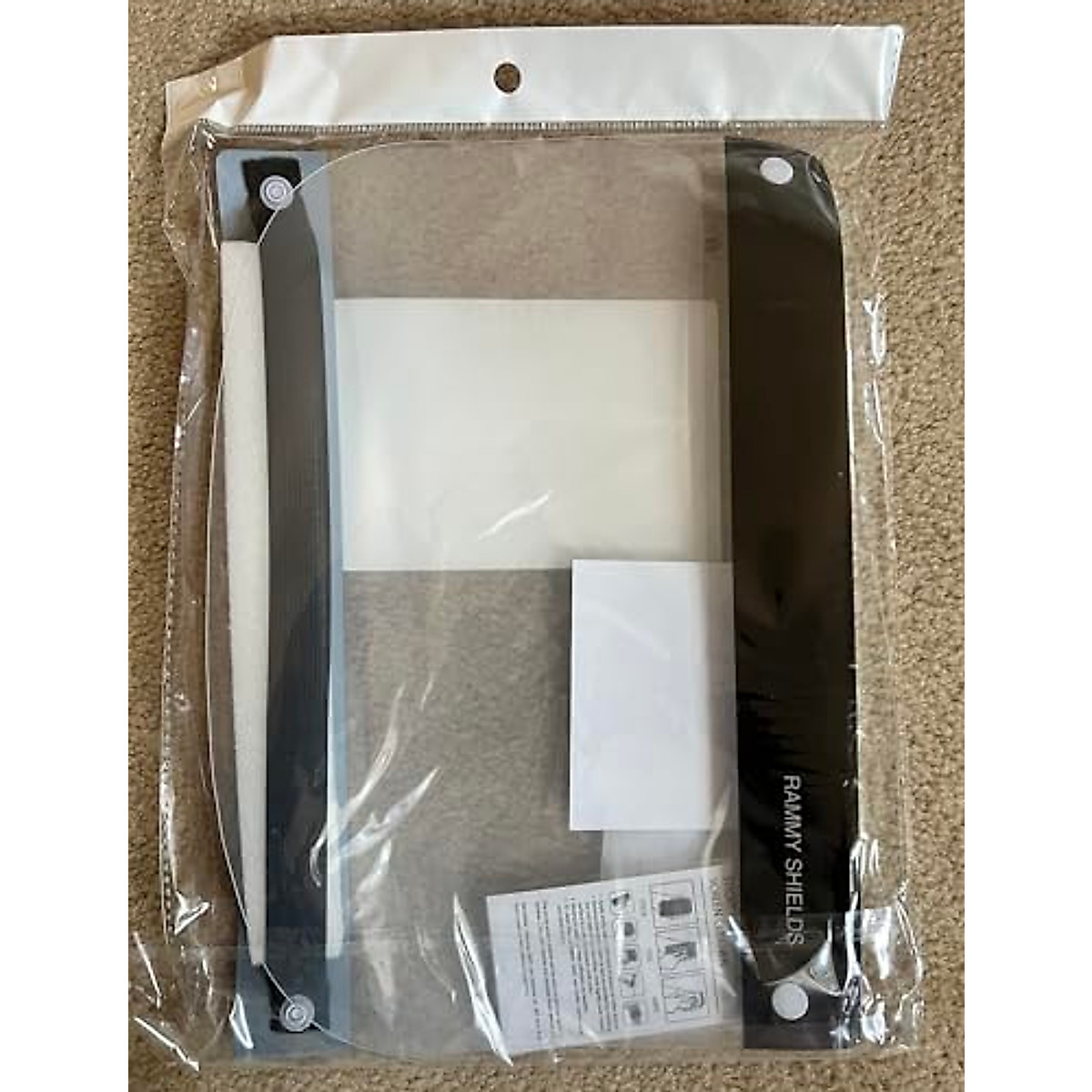 RAMMY Safety Face Shield Mask Clear Protective Full Face Shields Protect Eyes, Nose, Face (Pack of 2)