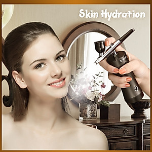 KIBEE Aibrush Rechargeable Handheld Mini Air Compressor Airbrush, Portable Cordless Airbrush Gun for Makeup, Tattoo, Nail Art, Face Paint, Model Painting,Cake Decor Black…