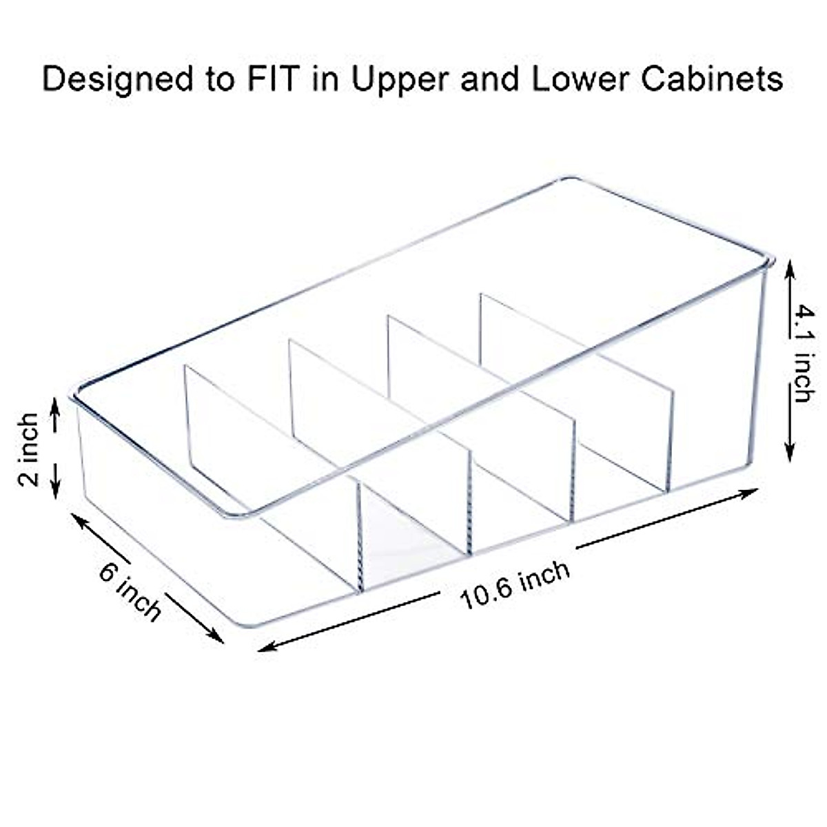 Youngever Clear Plastic Food Packet Storage Organizer, 5 Divided Sections Pantry Organizer, Holder For Snacks, Soups, Seasoning Packets For Kitchen, Refrigerator, and Cabinet