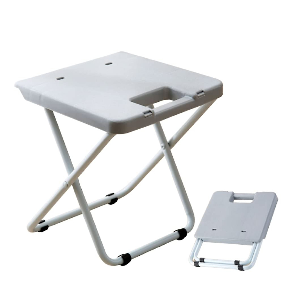 Yosogo Portable Folding Stool, 10” Lightweight Compact Collapsible Chair, Heavy Duty PP, Steel Frame Legs, 250lbs Capacity, Outdoor Travel, Beach, Fishing, BBQ, Camping, Hiking, Picnic, 1 Pack Gray