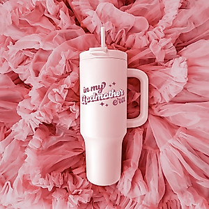 VIOLET & GALE Godmother Gifts From Godchild - Retro Collection - 40oz Insulated Tumbler with Handle, Godmothers Proposal Gift, In My Godmom Era Cup Water Bottle Coffee Mug