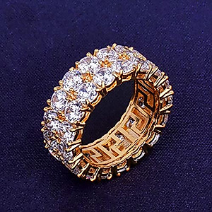 Rings Boys Engagement Round Cut Zircons Women Wedding Rings Jewelry Rings for Woman Full Diamond Ladies Ring (Gold, 11)