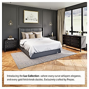 Prepac Lux Nightstand Bedside Table, Black Nightstand for Bedroom, End Table with 2 Drawers 16" D x 27.75" W x 25" H, BDNR-2302-1