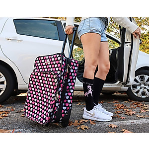 Compression Socks for Men and Women, 20-30 mmHG, Graduated Compression for Flight, Travel, Sports, Pregnancy, Running (Black-Pink, XL)