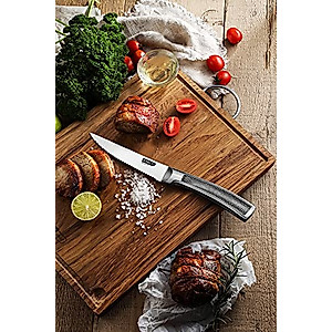 Knife Set, 14-Piece German Steel Kitchen Knife Block Sets with Built-in Sharpener, Rotating Block