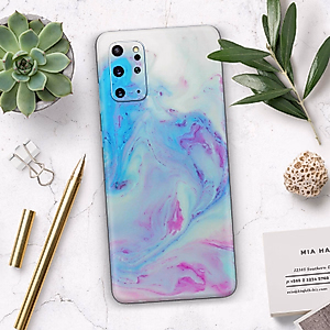 DesignSkinz Marbleized Pink and Blue Paradise V371 Protective Vinyl Decal Wrap Skin Cover Compatible with The Samsung Galaxy S20 (Screen Trim & Back Glass Skin)