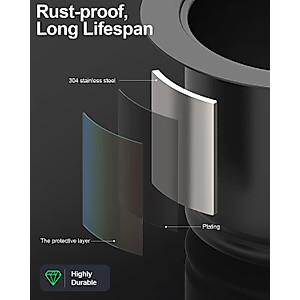 BOTEMY Extended Garbage Disposal Flange Basket Strainer Stopper, Deep 304 Stainless Steel Kitchen Sink Flange for 3-1/2 Inch Standard Sink Drain Hole, Matte Black Deep Sink Disposal Flange Stopper