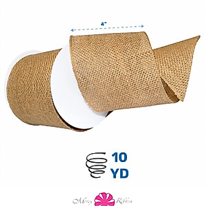 Morex Ribbon Burlap Wired Ribbon, 4" x 10 Yd, Natural (Pack of 2)