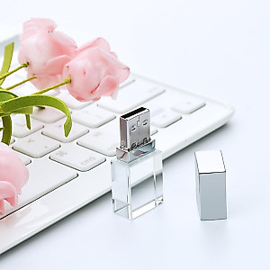 New Crystal Transparent Rectangle Genuine USB Flash Drive Wedding Gift Pen Drive,Silver