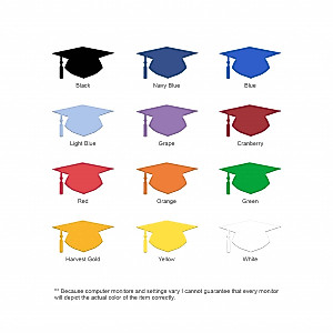 Graduation Cap Paper Die Cut Out Shape for High School & College Graduation Party / 25 Pieces Per Pack/Available in 3 Sizes & 12 Colors