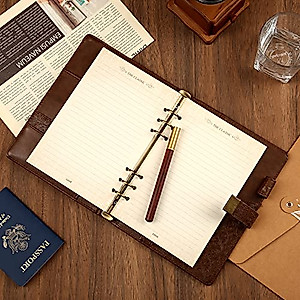 CAGIE Journal with Lock for Adults, Large Refillable Lock Diary 6 Ring Binder Notebook with Lock for Men Women, 7 x 9 Inch, Brown