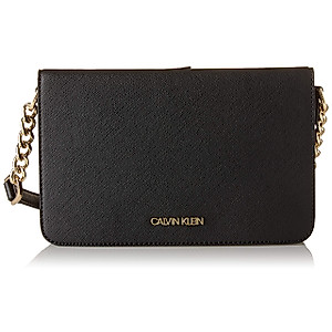 Calvin Klein Hayden Saffiano Organizational Crossbody, Black/Gold