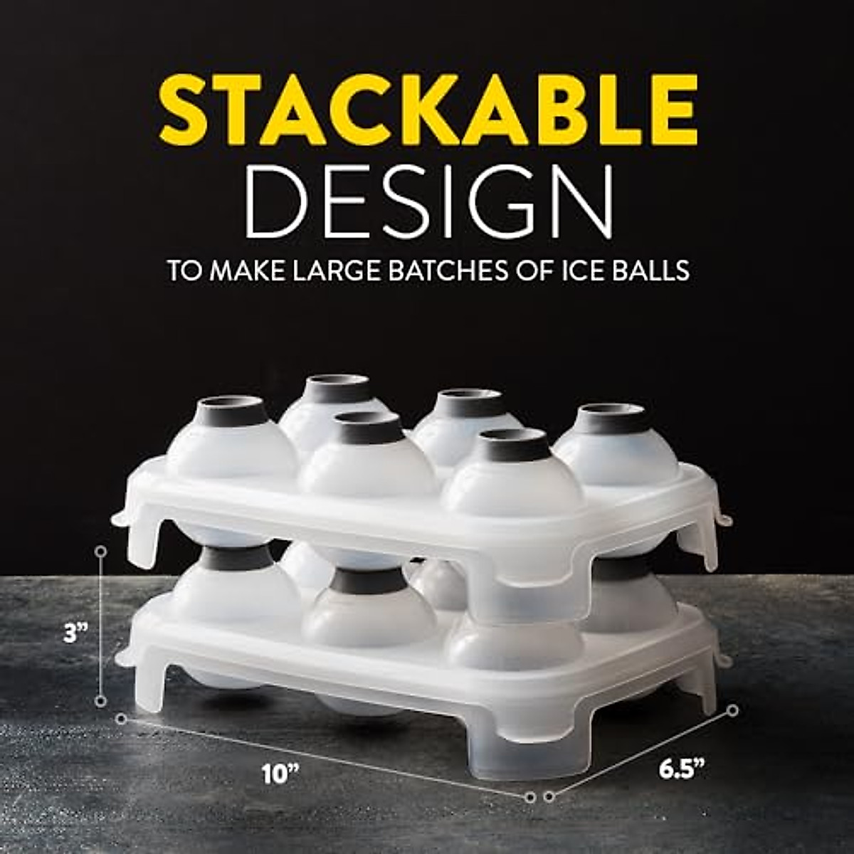 SVERES Large Round Ice Cube Mold | Leak-Free Whiskey Ice Cubes Mold | Top Fill Silicone Round Ice Cube Molds & Easy Release Ice Ball Maker | BPA-Free Big Ice Cube Molds Makes 2.5in Sphere Ice ball