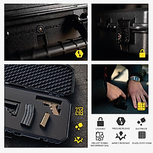 Plano All Weather 36” Tactical Gun Case, Black with Pluck-to-Fit Foam, Watertight & Dust-Proof Shield Protection, Airline Approved