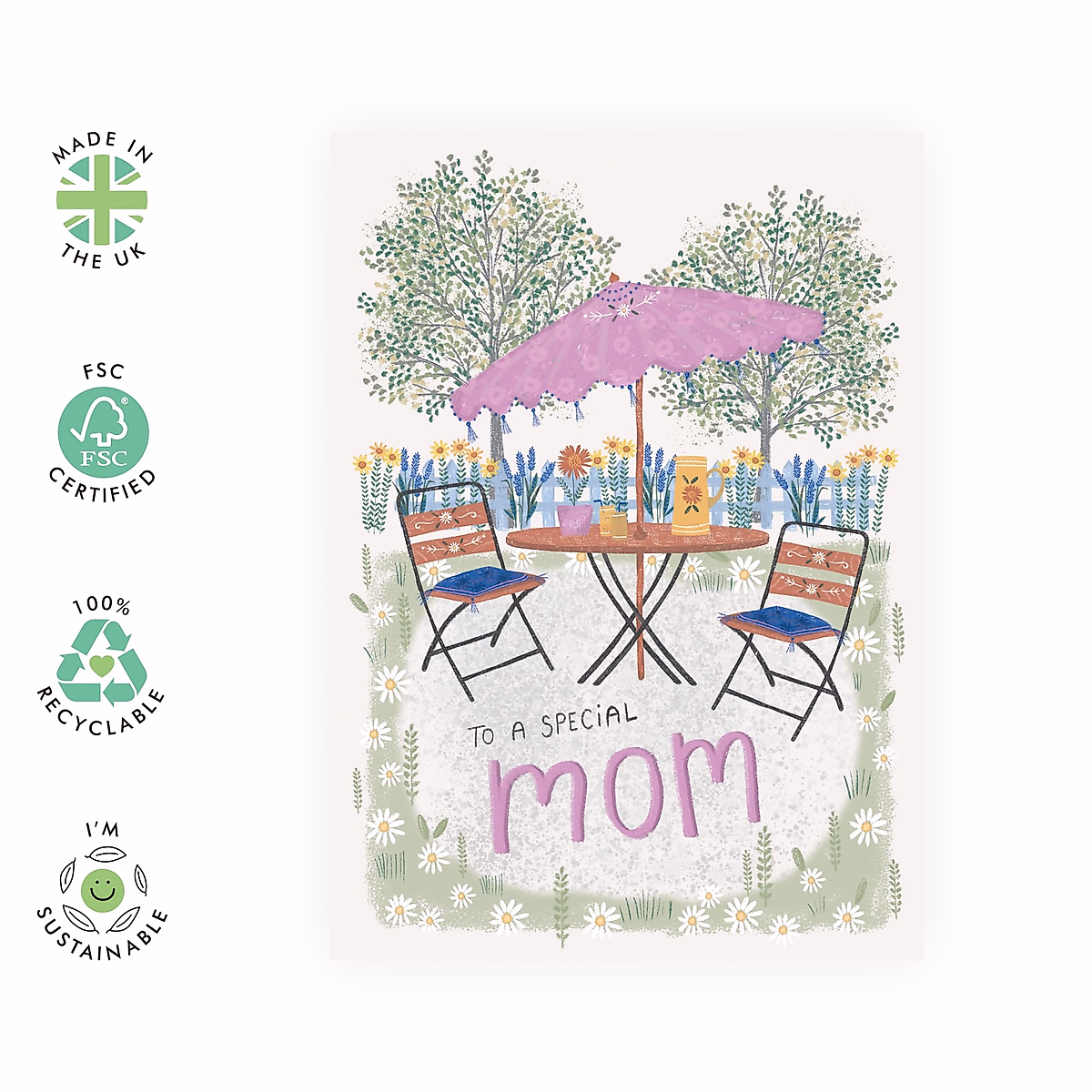 CENTRAL 23 Happy Birthday Card For Mom - To A Special Mom - Pretty Floral Greeting Cards For Her Women Female - Gifts For Mothers Day - Pink Pastel Flower Garden - Comes With Fun Stickers