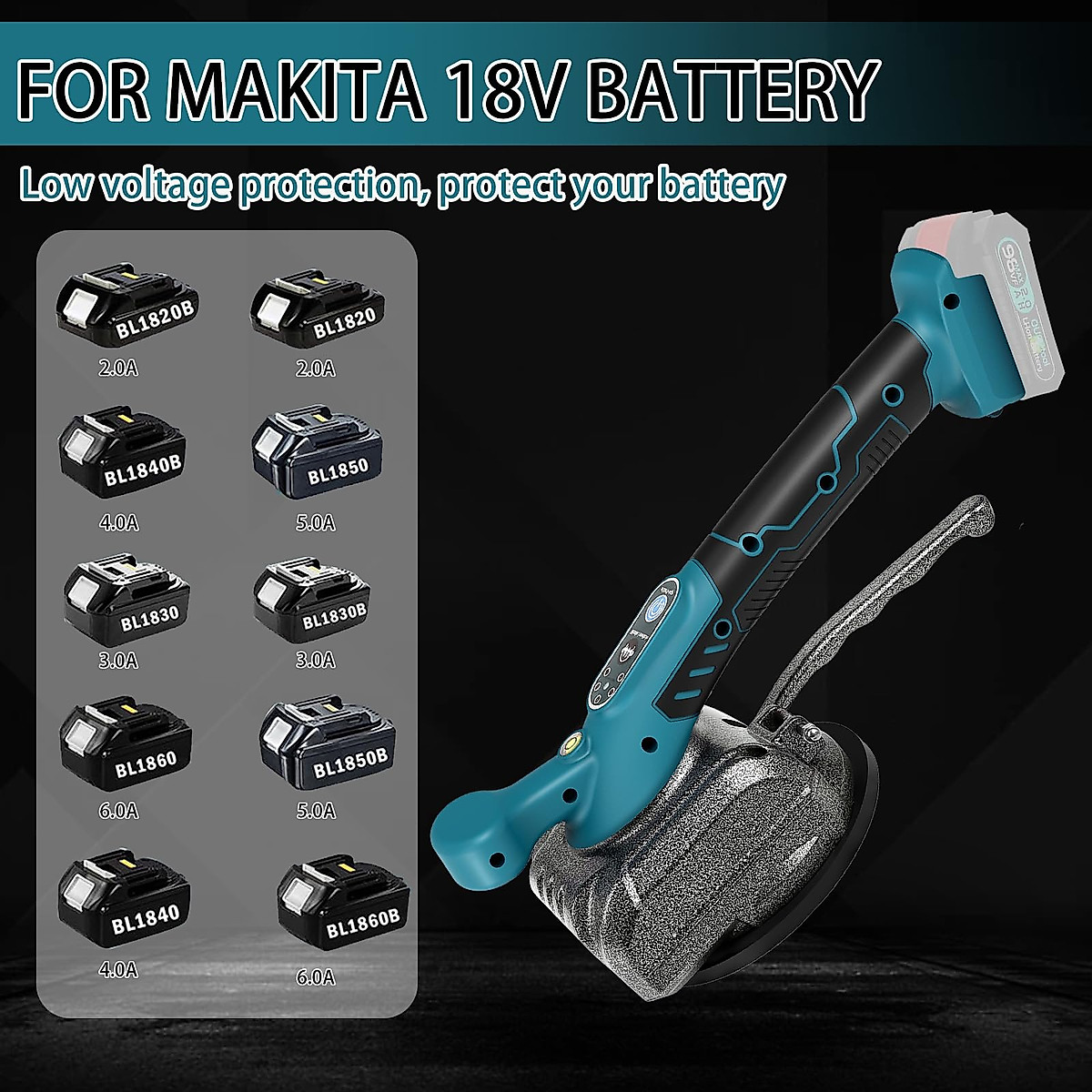 Tile Vibration Tool compatible with Makita 18V Battery, Cordless Tile Vibration Machine with 5 Adjustable Speed & Suction Cup & Digital Display(no battery&charger)