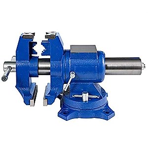 BestEquip 4" Heavy Duty Bench Vise , Double Swivel Rotating Vise Head/Body Rotates 360° ,Pipe Vise Bench Vices 15Kn Clamping Force,for Clamping Fixing Equipment Home or Industrial Use