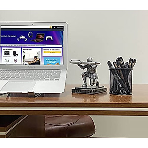 Ofiedx Executive Knight Pen Holder with a Pen Personalized Desk Accessories Decor Home Office Cool Pen Stand Iron